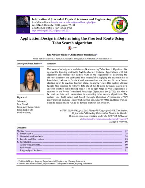 Pdf Application Design In Determining The Shortest Route Using Tabu
