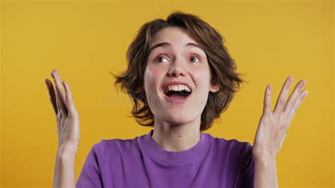 Surprised Woman She Expresses Wow Cant Believeimpressed Pretty Lady