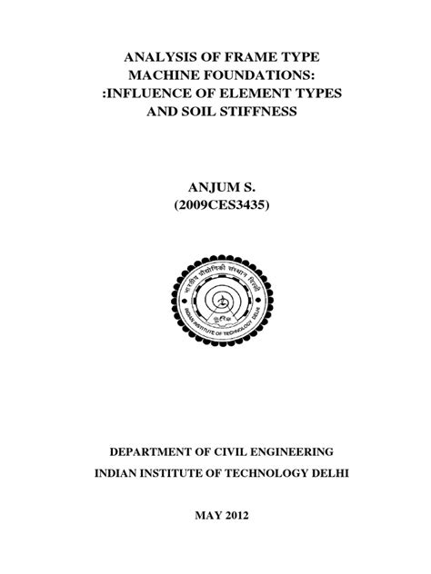 Analysis Of Frame Type Machine Foundations Thesis Shagufta Pdf Machines Finite Element Method