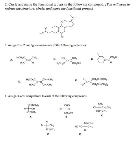 Solved Circle And Name The Functional Groups In The Chegg