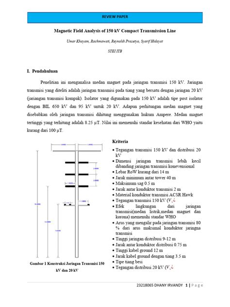 Magnetic Field Analysis Of 150 Kv Compact Transmission Line Pdf