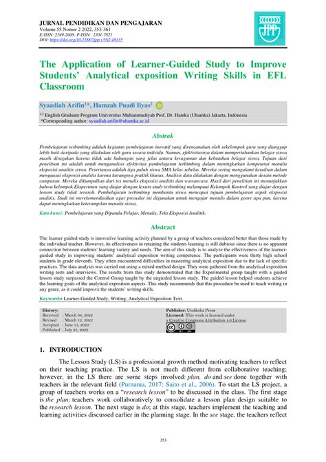 Pdf The Application Of Learner Guided Study To Improve Students