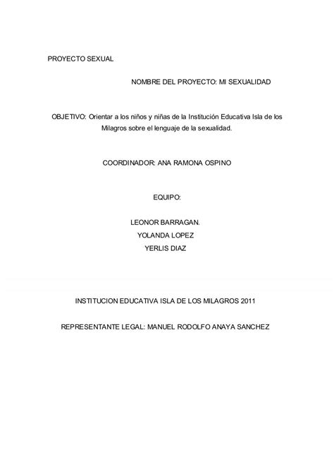 PROYECTO SEXUAL NOMBRE DEL PROYECTO MI SEXUALIDAD