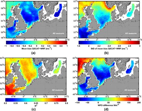 A Mean Bias B Standard Deviation C R 2 And D Wind Power Density