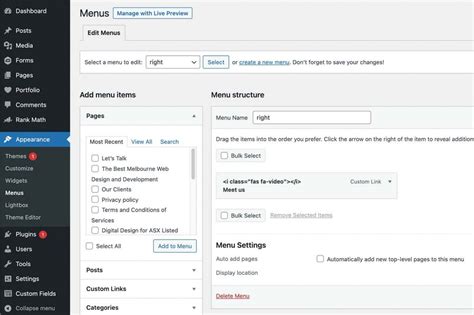 Add Menu Item In Wordpress
