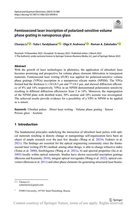Femtosecond Laser Inscription Of Polarized Sensitive Volume Phase Grating In Nanoporous Glass