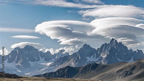 Layers Of Lenticular Clouds Hover Above The Towering Peaks Adding An Ethereal Touch To The