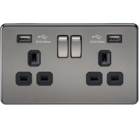 Lap Power Socket 13a 2 Gang Dp Switched Power Socket Slate Grey With Black Inserts Screwfix