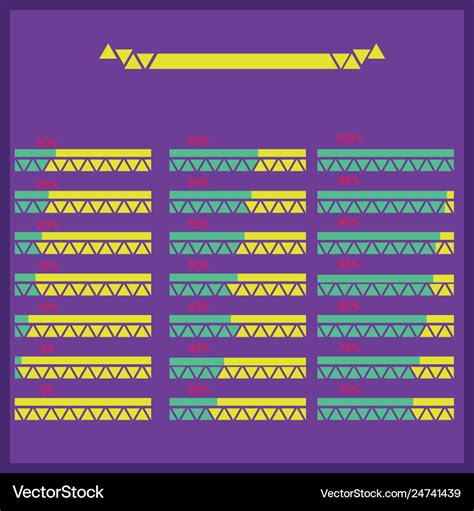 Set Progress Bars With Percentages On Scale Vector Image