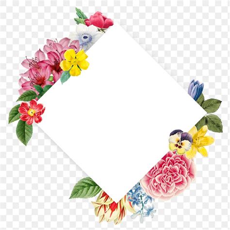 Floral Badge Png Square Shape Free PNG Rawpixel