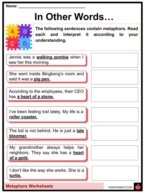 Metaphor Examples Definition And Worksheets What Is A Metaphor