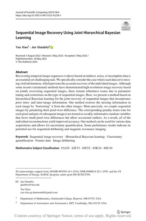 pdf sequential image recovery using joint hierarchical bayesian learning
