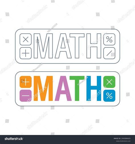 Addition Subtraction Multiplication Division Symbols Word Stock Vector