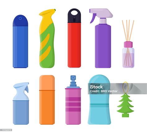 Different Kinds Of Air Fresheners Vector Illustrations Set Stock