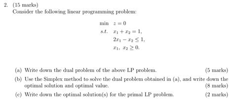 Marks Consider The Following Linear Chegg