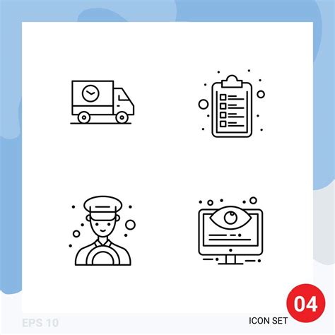 Set Of 4 Modern Ui Icons Symbols Signs For Buy Driver Speed Clipboard