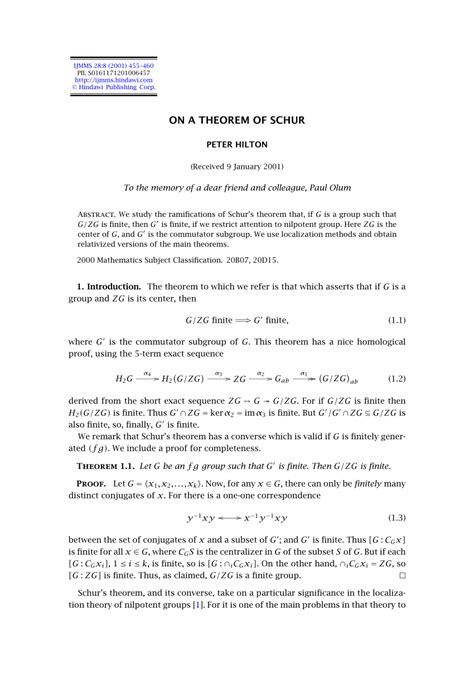 pdf on a theorem of schur