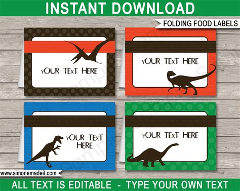 Free Printable Dinosaur Party Food Labels Templates Printable