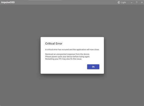 Critical Error Issue ImpulseRC OSD GitHub