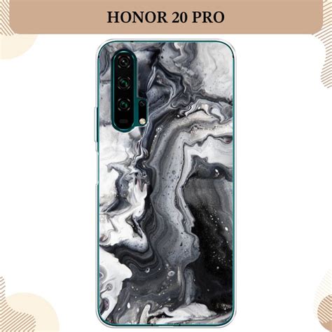 Силиконовый чехол на Honor 20 Pro / Хонор 20 Pro Бело-черные сложные ...