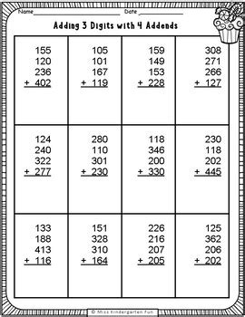 Digits Addition With Addends And With Regrouping Worksheets TPT