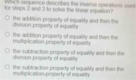 which sequence describes the inverse operations used for steps 2 and 3