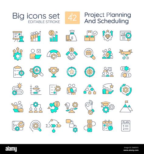 Project Planning And Scheduling RGB Color Icons Set Stock Vector Image Art Alamy