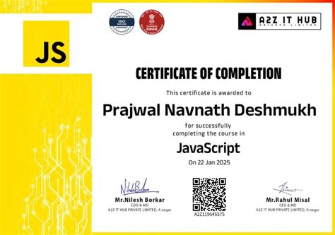 🎉💐 I Am Excited To Share That Ive Completed Javascript 💐🎉 🎉💐… Prajwal Deshmukh