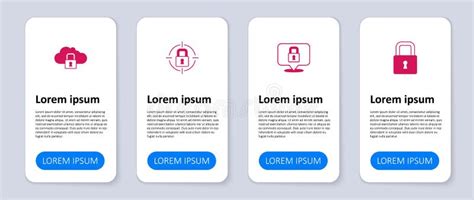 Set Lock And Cloud Computing Lock Business Infographic Template Vector Stock Vector