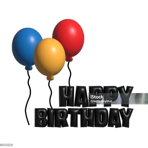생일 축하 개념입니다 포스터 배너 인사말 카드 등을 위한 3d 사실적인 디자인 3차원 형태에 대한 스톡 사진 및 기타 이미지 3차원 형태 생일 개념 Istock