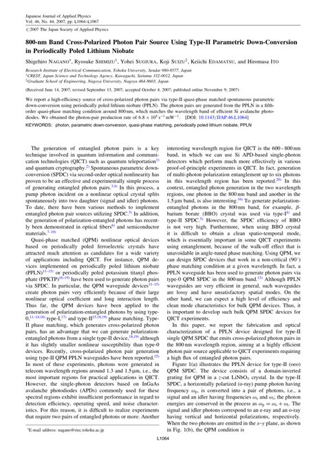 Pdf 800 Nm Band Cross Polarized Photon Pair Source Using Type Ii Parametric Down Conversion In