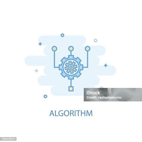 Ikon Trendi Garis Algoritma Garis Sederhana Ilustrasi Berwarna