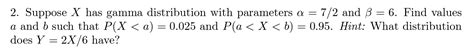 Solved 2 Suppose X Has Gamma Distribution With Parameters A