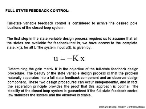 Full State Feedback Control Fullstate Variable Feedback Control