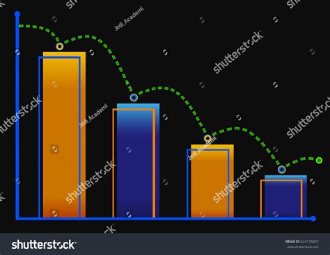Decreasing Bar Graph Green Arrow Isometric Stock Vector Royalty Free Shutterstock