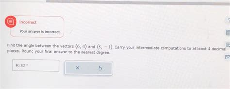 solved find the angle between the vectors 6 4 and 8 −1
