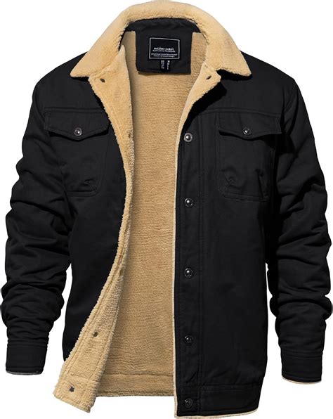Eklentson Mens Winter Coats Thick Thermal Warm Fleece Lined Lapel Cargo