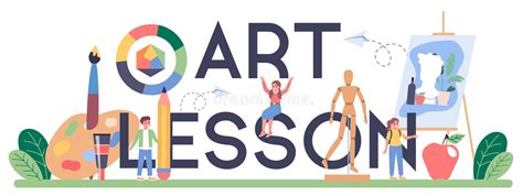 Art Lesson Typographic Header Student Holding A Brush And Paints