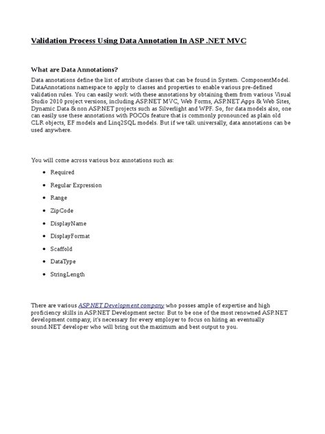 Asp Net Mvc Validation Process Using Data Annotation Pdf Entity