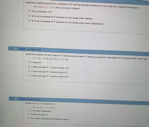 solved determine whether the set w is a subspace of r with