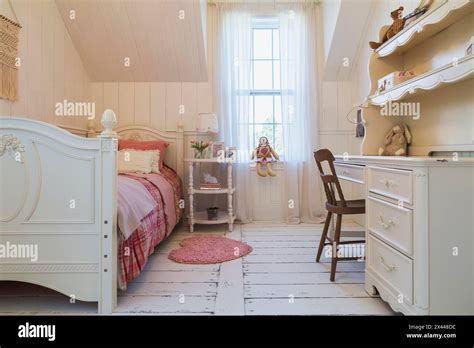 Single Bed With Red Pink And Grey Tartan Bedspread White Painted