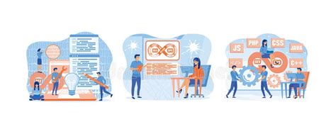 Devops Software Team Of Programmer Development Team Of Programmer Concept With Devops