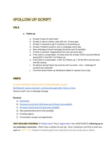 Follow Up Script 2024 Dreamport Pdf