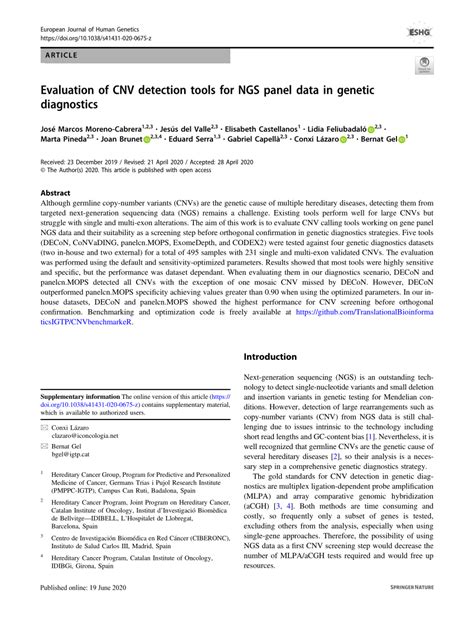 Pdf Evaluation Of Cnv Detection Tools For Ngs Panel Data In Genetic Diagnostics