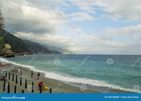 The Sea And Sandy Beach Spiaggia Di Fegina At The Cinque Terre Italy