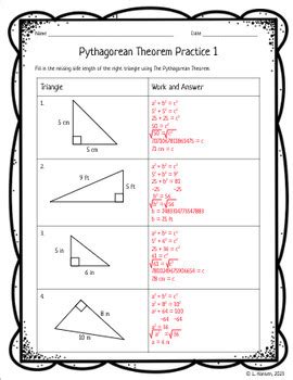 Pythagorean Theorem Reference And Practice By Differentiation By Design