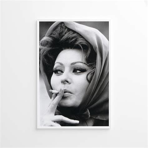 Sophia Loren Smoking Poster Vintage Print Photography Print Black