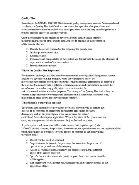 Quality Plan Development And Types Pdf Quality Management System