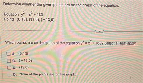 Solved Determine Whether The Given Points Are On The Graph Chegg