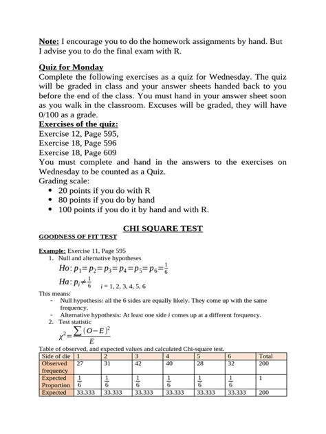 Chi Square Test Examples And Quiz Pdf P Value Chi Squared Test